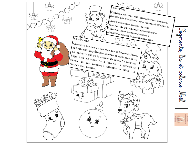 Lis, segmente et colorie Noël - Lecture, segmentation, orthographe ...